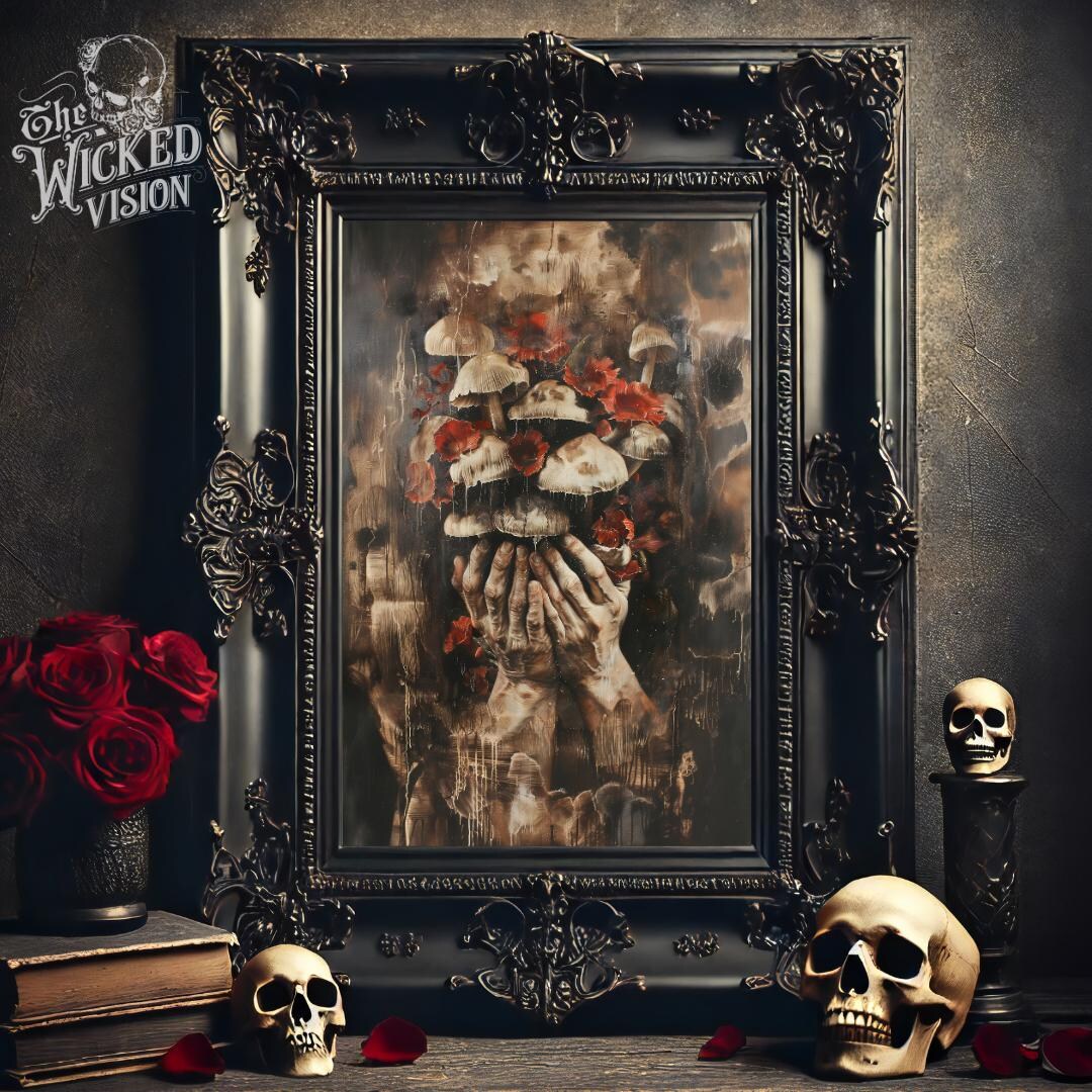 Gothic Mushroom Art Print, Surreal Botanical Art, Dark Nature Decor ...