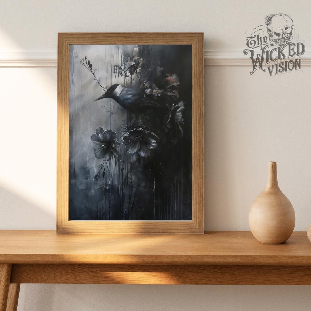 Gothic Bird Printable Art, Dark Surreal Decor, Macabre Bird ...
