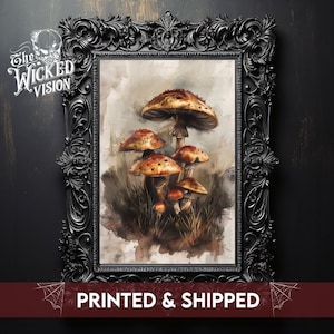 Gothic Mushroom Art Paper Poster Print, Dark Fantasy, Macabre Forest ...