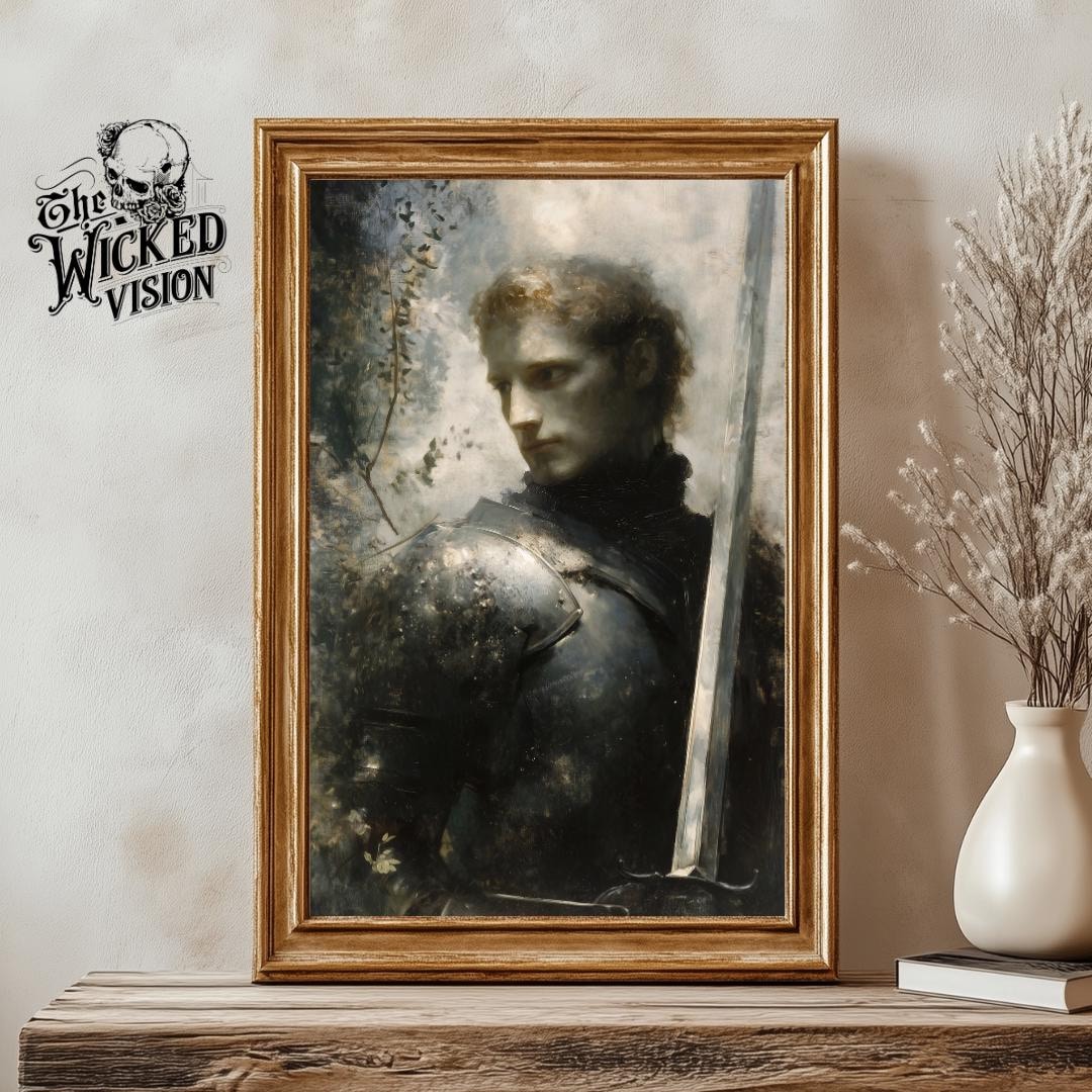 Knight Art Print, Medieval Warrior Printable Wall Art, Heroic Knight ...