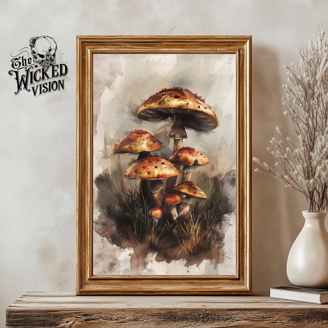 Gothic Mushroom Art Print, Dark Fantasy Digital Download, Macabre ...