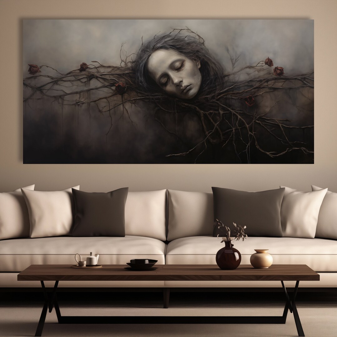 Gothic Art Print Frame Wooden Canvas, Home Wall Decor, Gothic Art Print ...