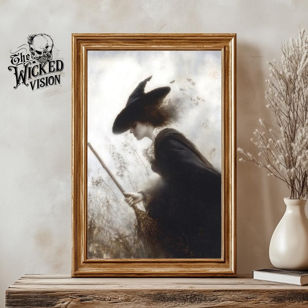 Vintage Halloween Witch Art Print, Enchanting Witch Printable Wall Art ...