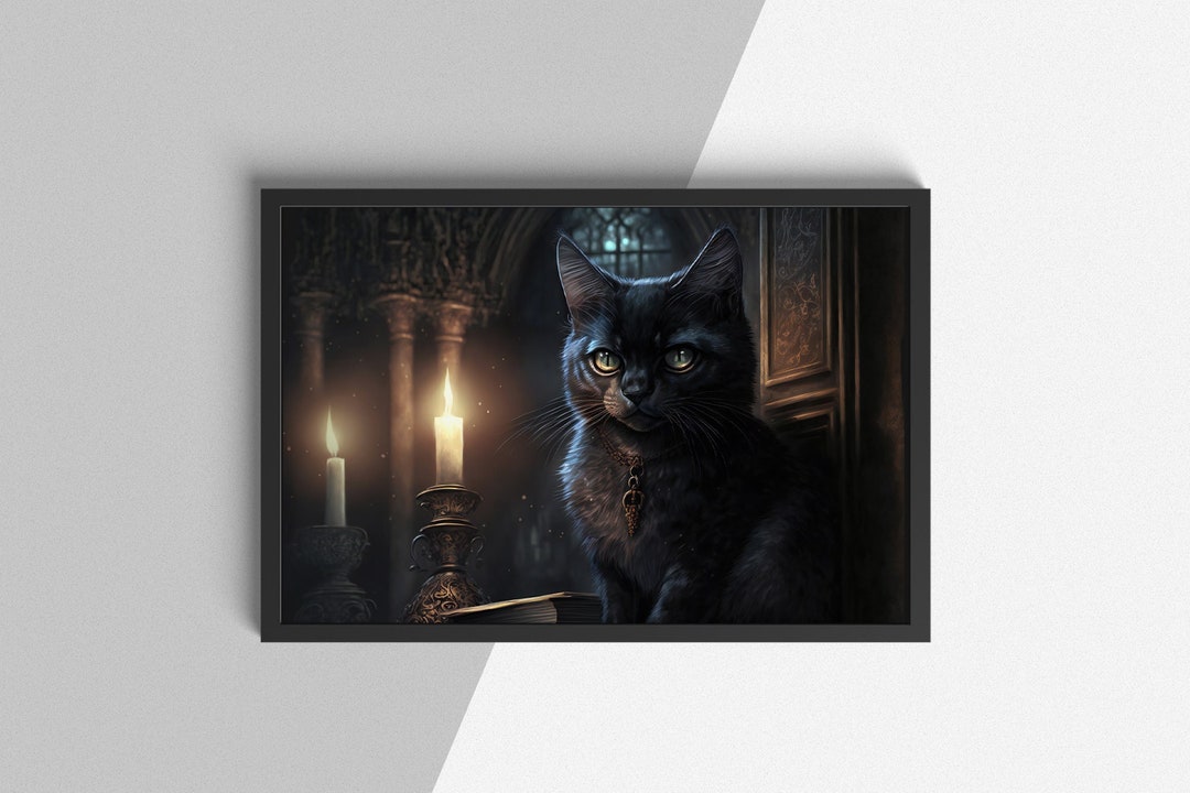 Mysterious Meow - Gothic Cats Series | Fantasy Printable Art | Wall Art ...