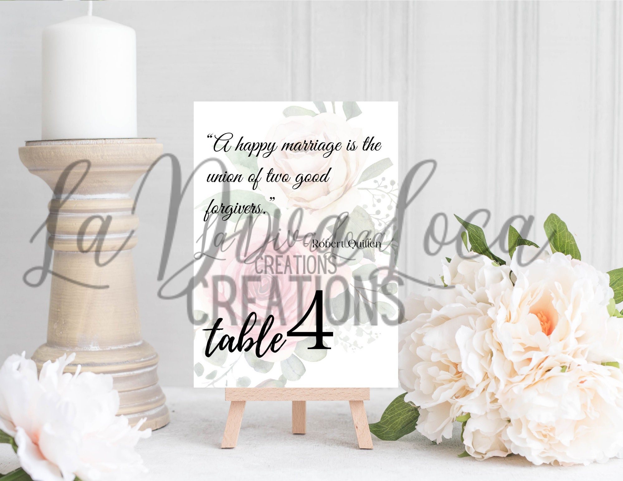 Printable Wedding Numbered Table Cards (10) With Quotes About Love and ...