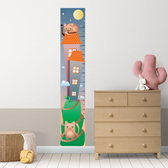 Cat Height Chart Kid's Growth Chart Wall Hanging Sticky - Etsy