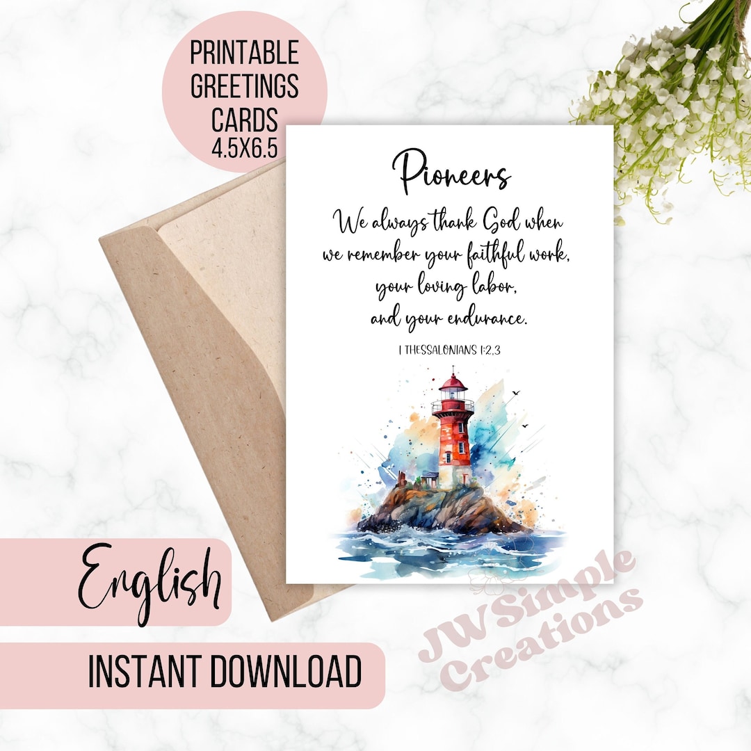 JW Encouraging Card for Pioneers, Printable Card, Greeting Card, Bible ...