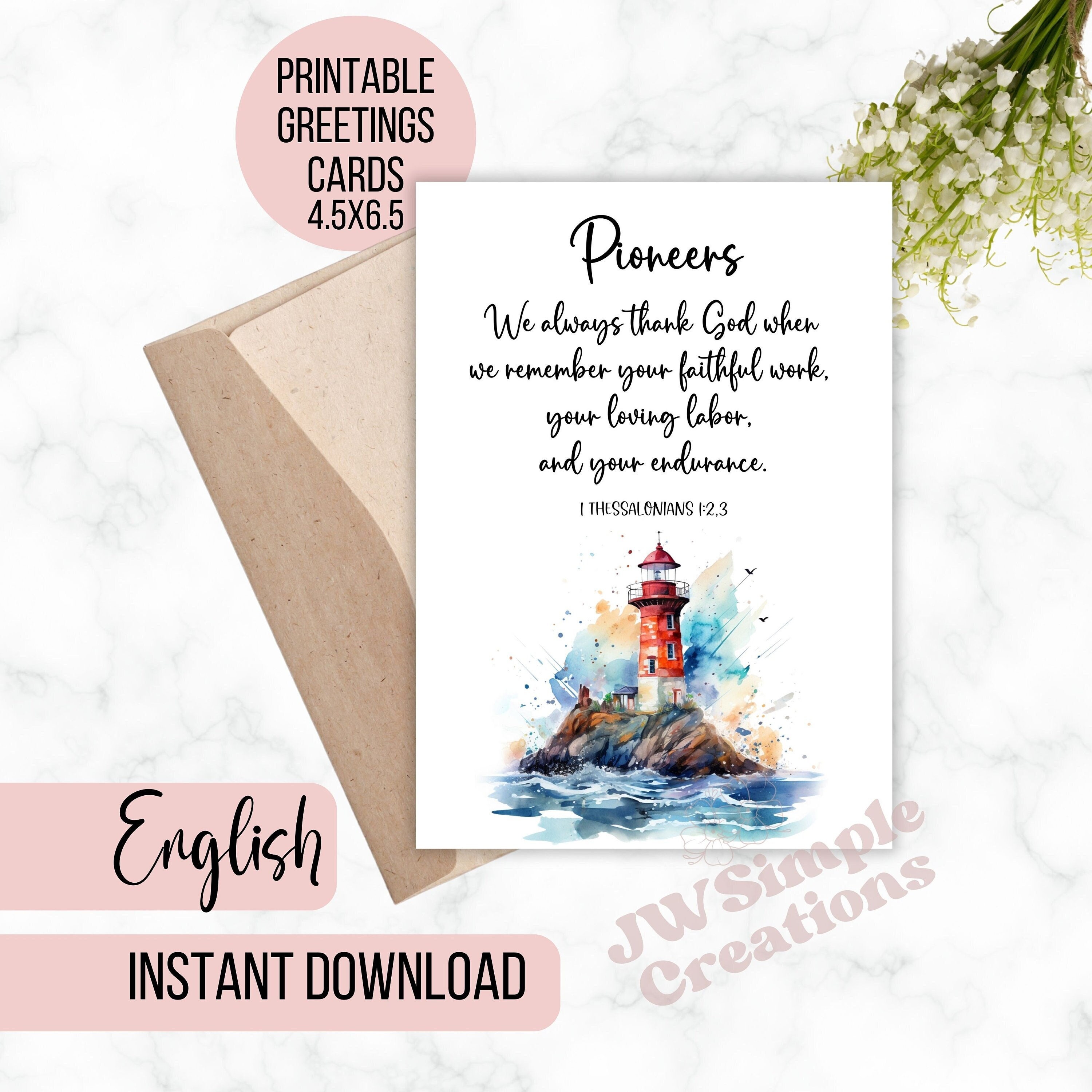 JW Encouraging Card for Pioneers, Printable Card, Greeting Card, Bible ...