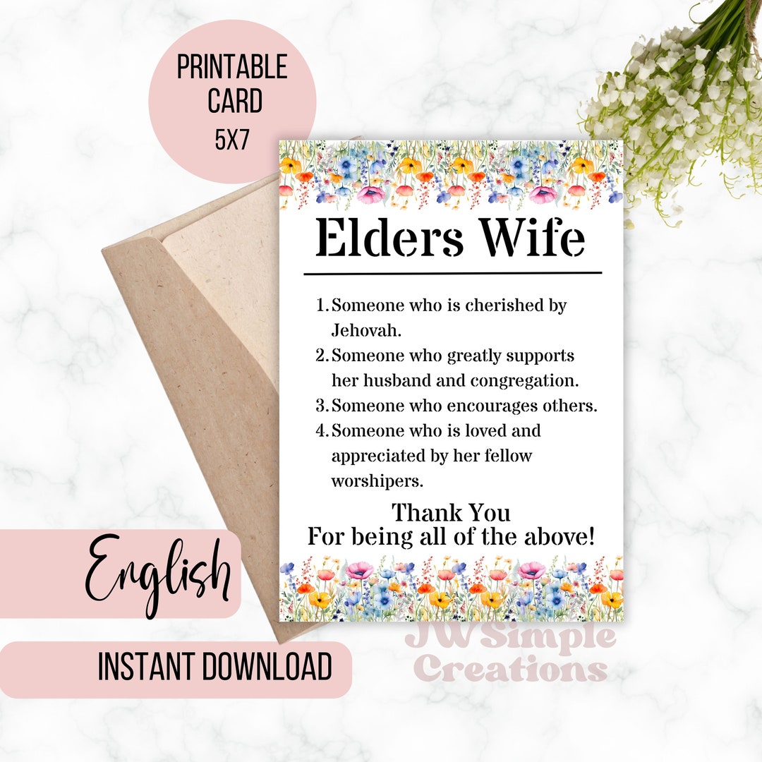 JW Encouraging Card for Elder’s Wife, Pioneers, Brothers, Elders ...