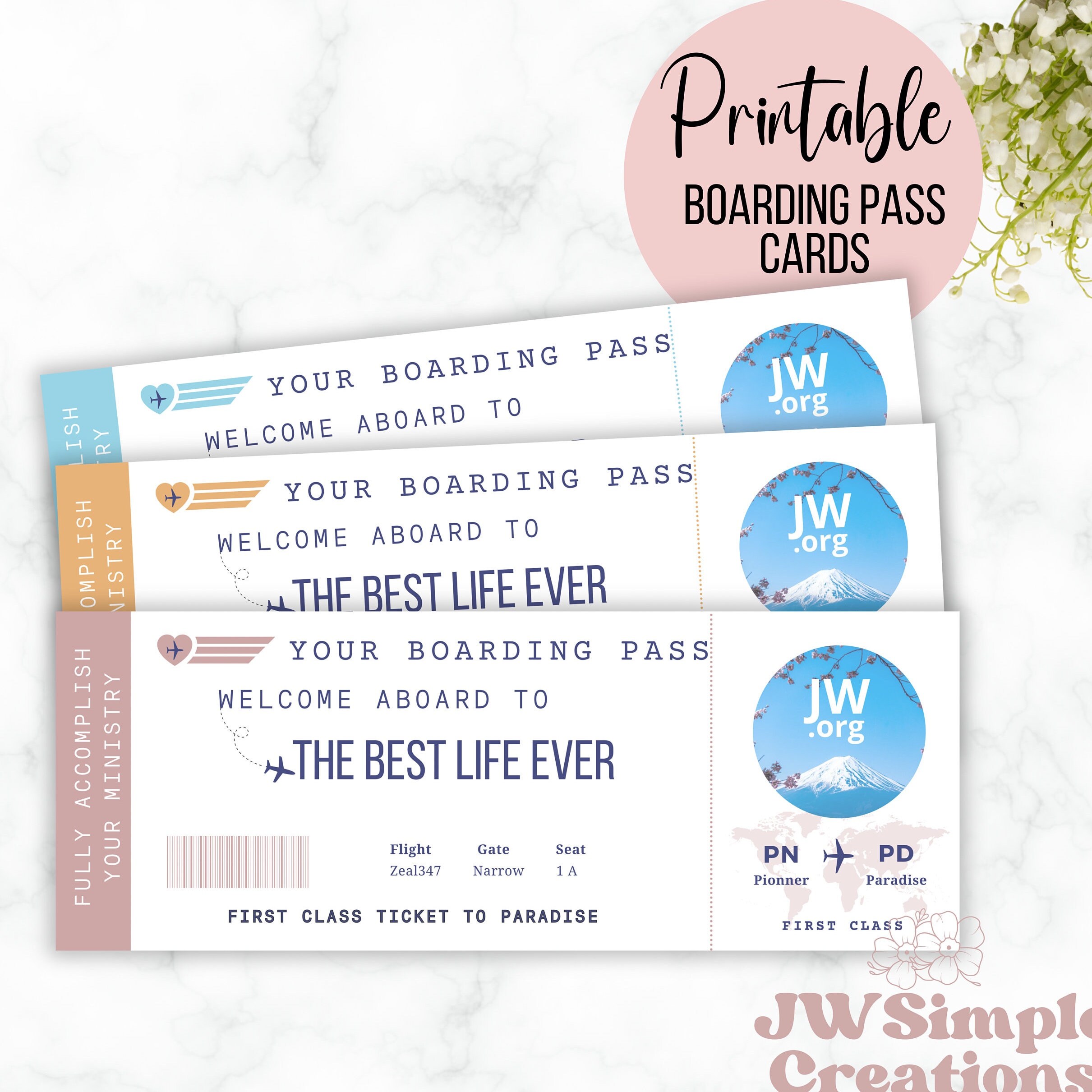 Boarding Pass Card, JW Best Life Ever, Digital Download Boarding Card ...