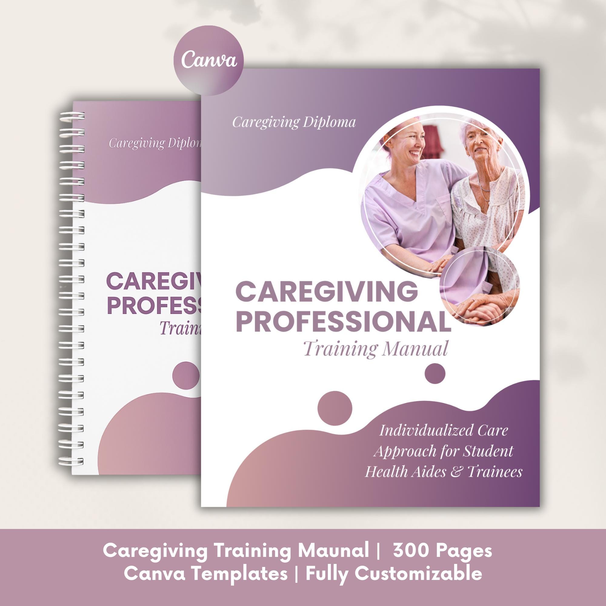 Caregiving Training Course Manual: Editable Canva Template (digital ...