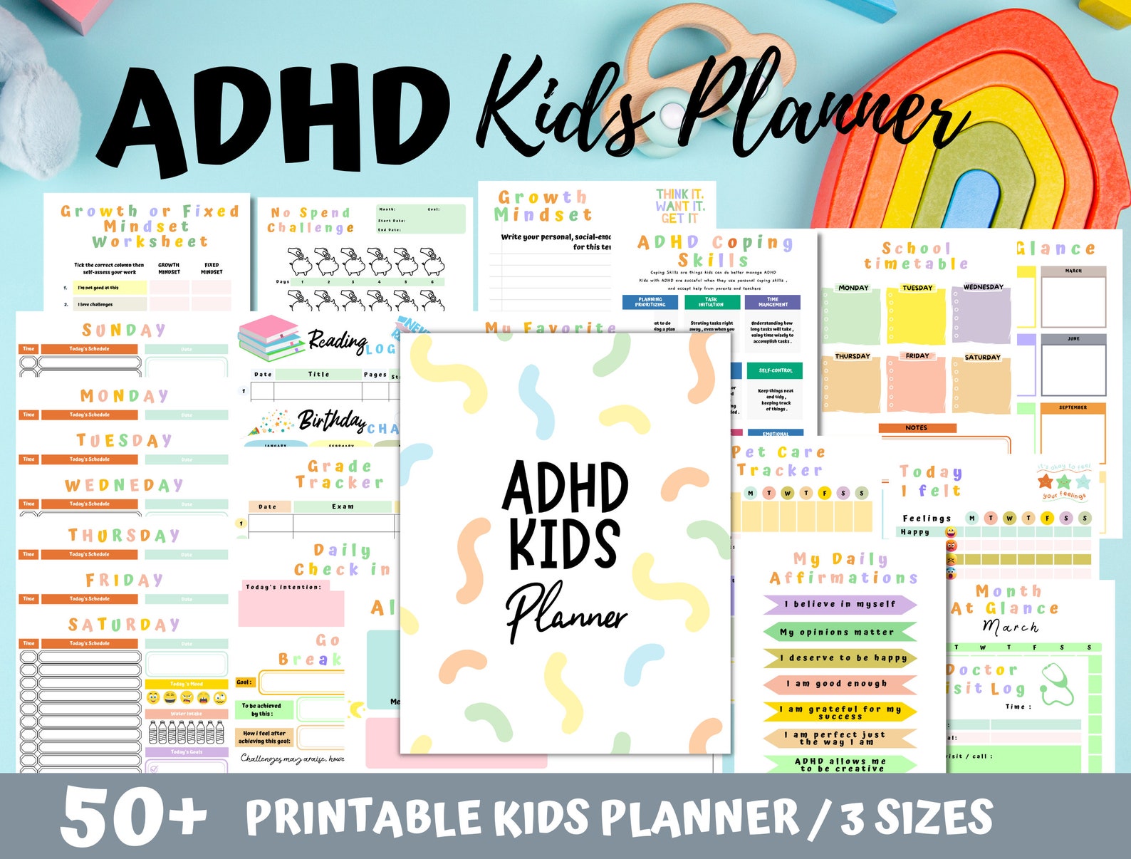 ADHD Planner for Kids ADHD Coping Skills Printable Executive ...