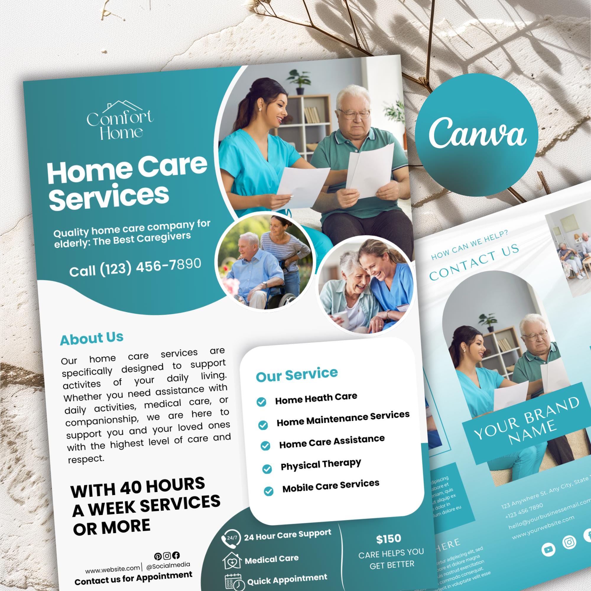 Home Care Flyer and Trifold Brochure, Healthcare Brochure, Home ...