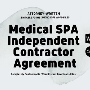 Medical Spa Independent Contractor Agreement Template (digital Download ...