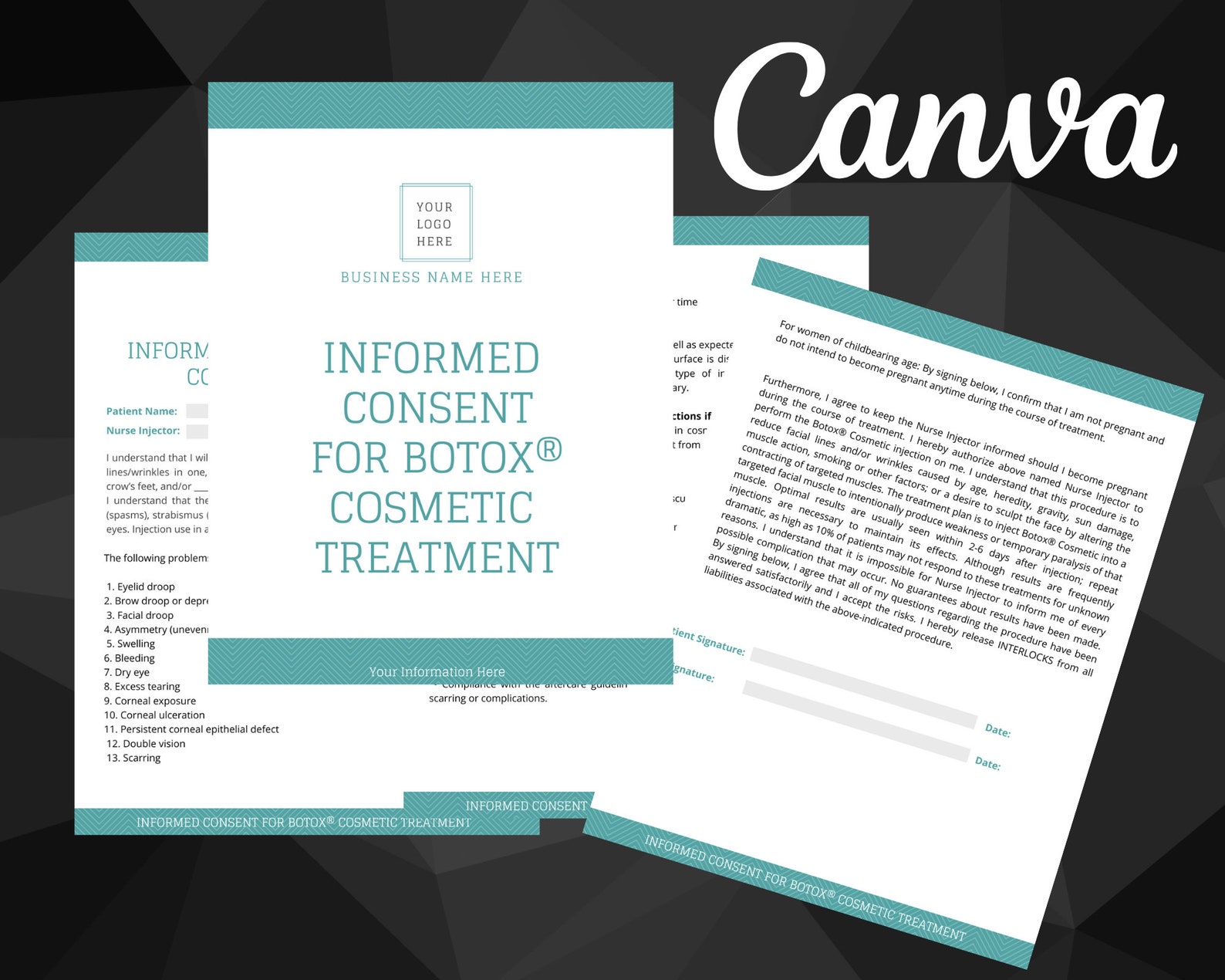Injectables Forms Bundle Canva Templates, Botox, Botulinum Toxin ...