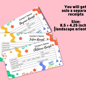 Cute Daycare Receipts, Childcare Receipts, Tuition Receipt,printable ...