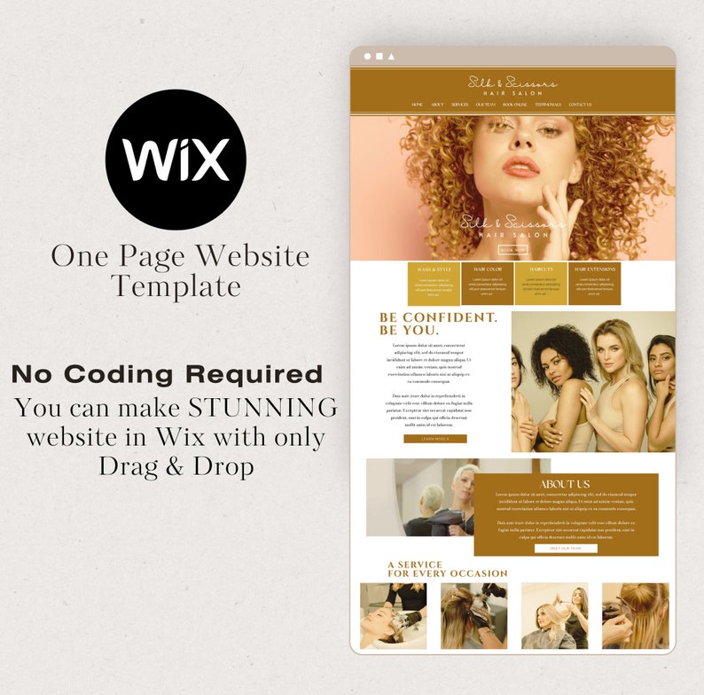 Hair Salon Wix One Page Website Template: Aesthetics Business - Etsy