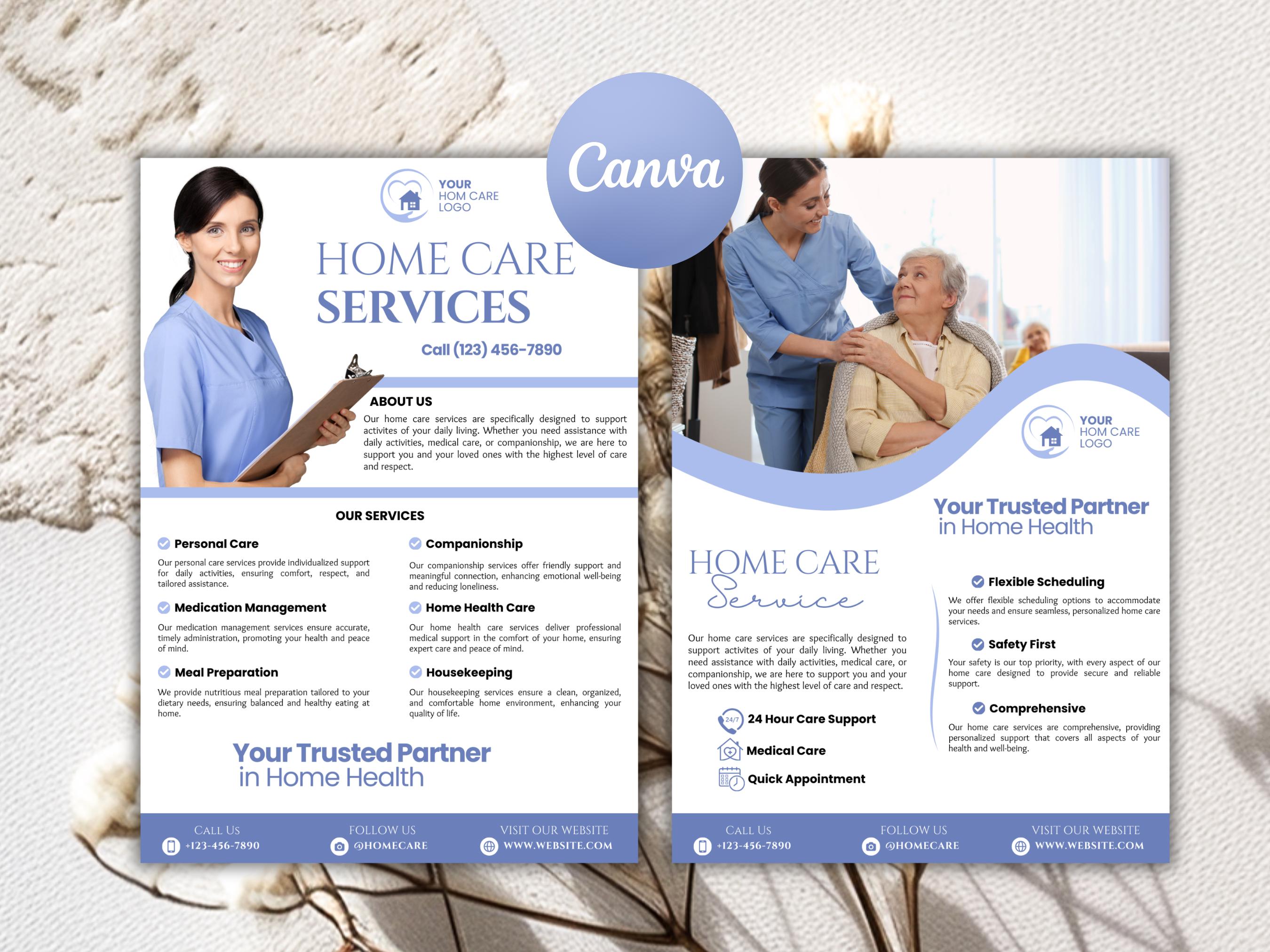 Home Care Flyer Brochure, Healthcare Brochure, Home Healthcare Brochure ...