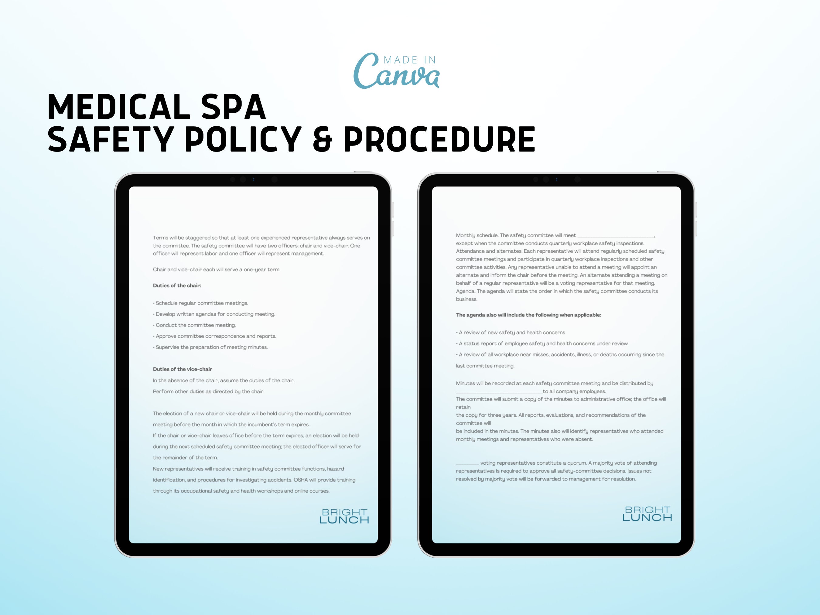 Medical Spa Safety Manual: Policies & Procedures Canva Template - Etsy