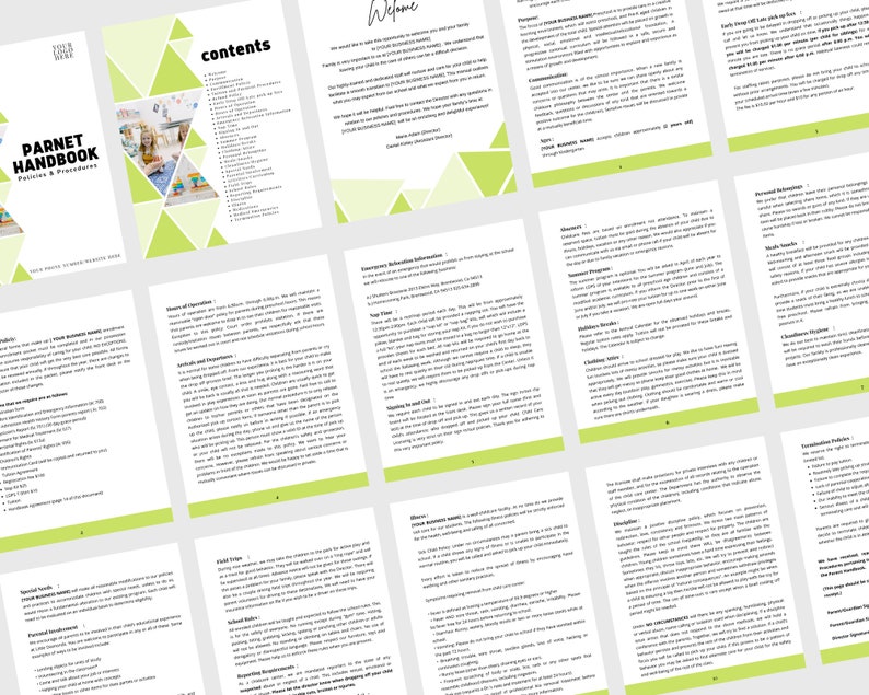 Daycare Parent Handbook, Daycare Policies and Procedures, Childcare ...