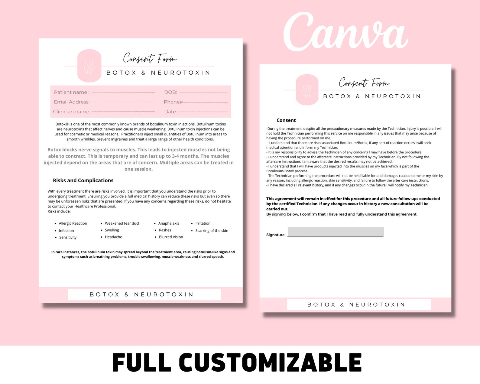 Botox Consent Form Template Informed Consent Botulinum - Etsy