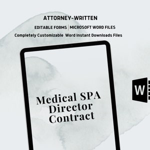 Medical SPA Director Contract Template: Editable Business Agreement ...