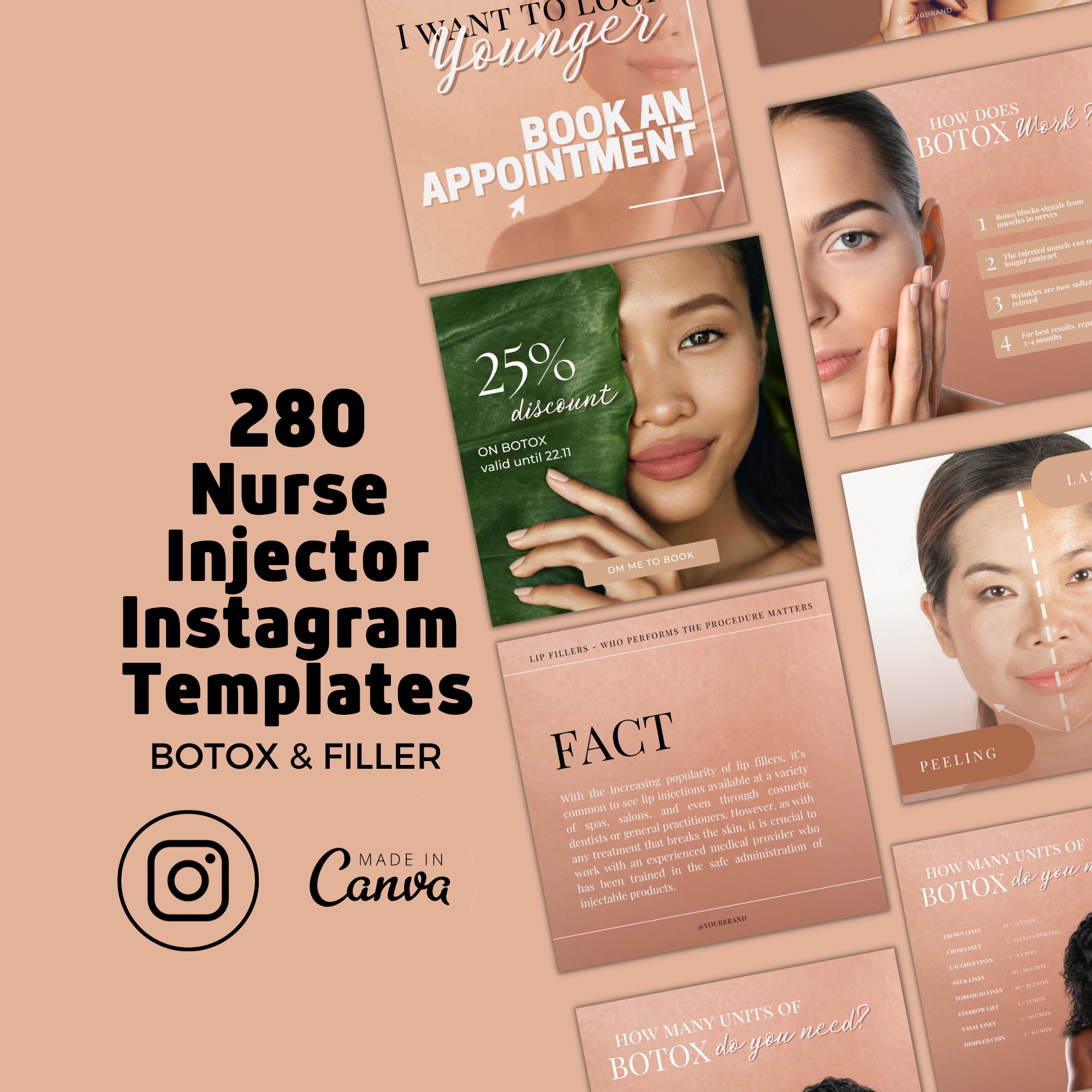 Nurse Injector Templates, Botox & Fillers Canva Bundle Templates ...
