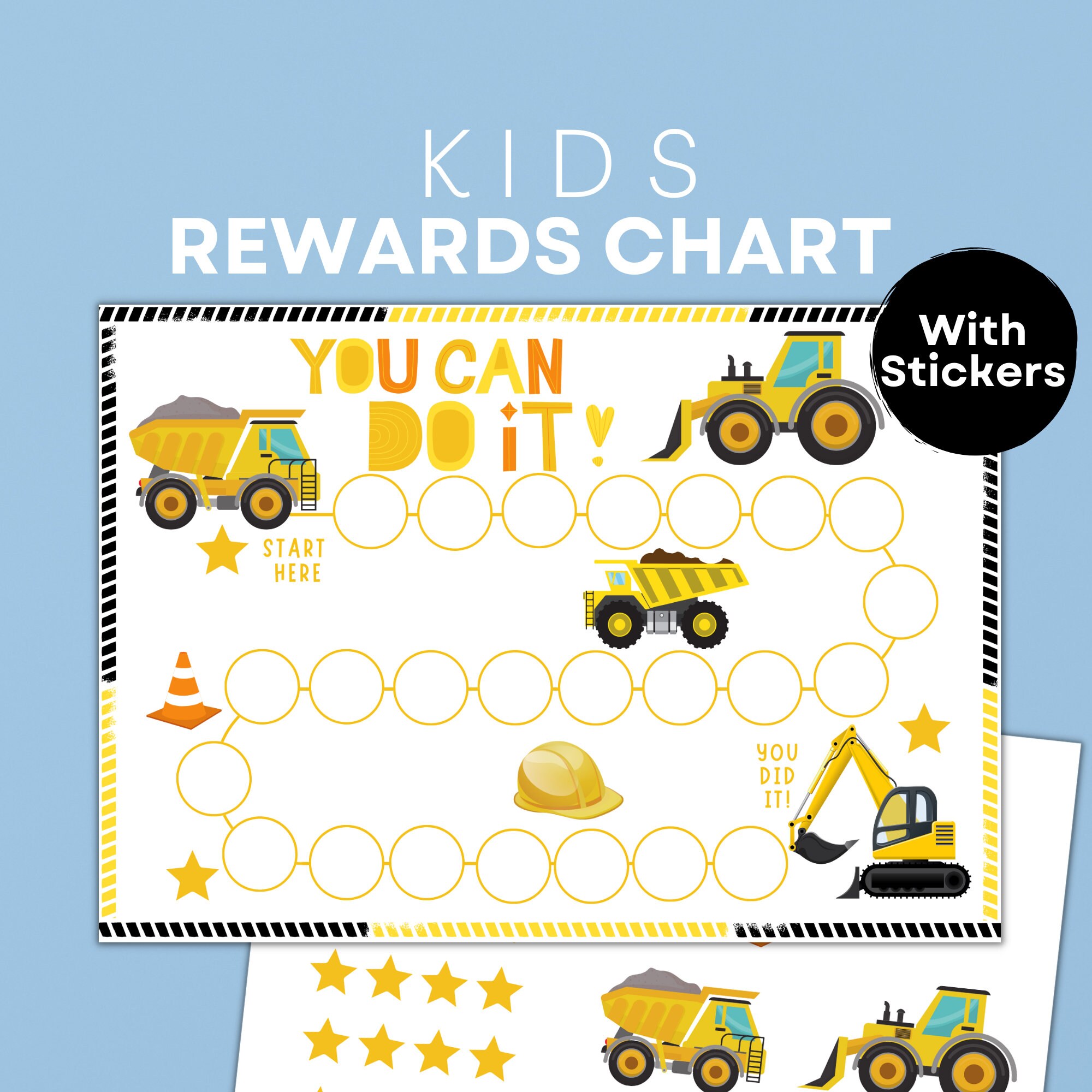 Construction Reward Chart | Construction Kids Behavior Chart | Sticker ...