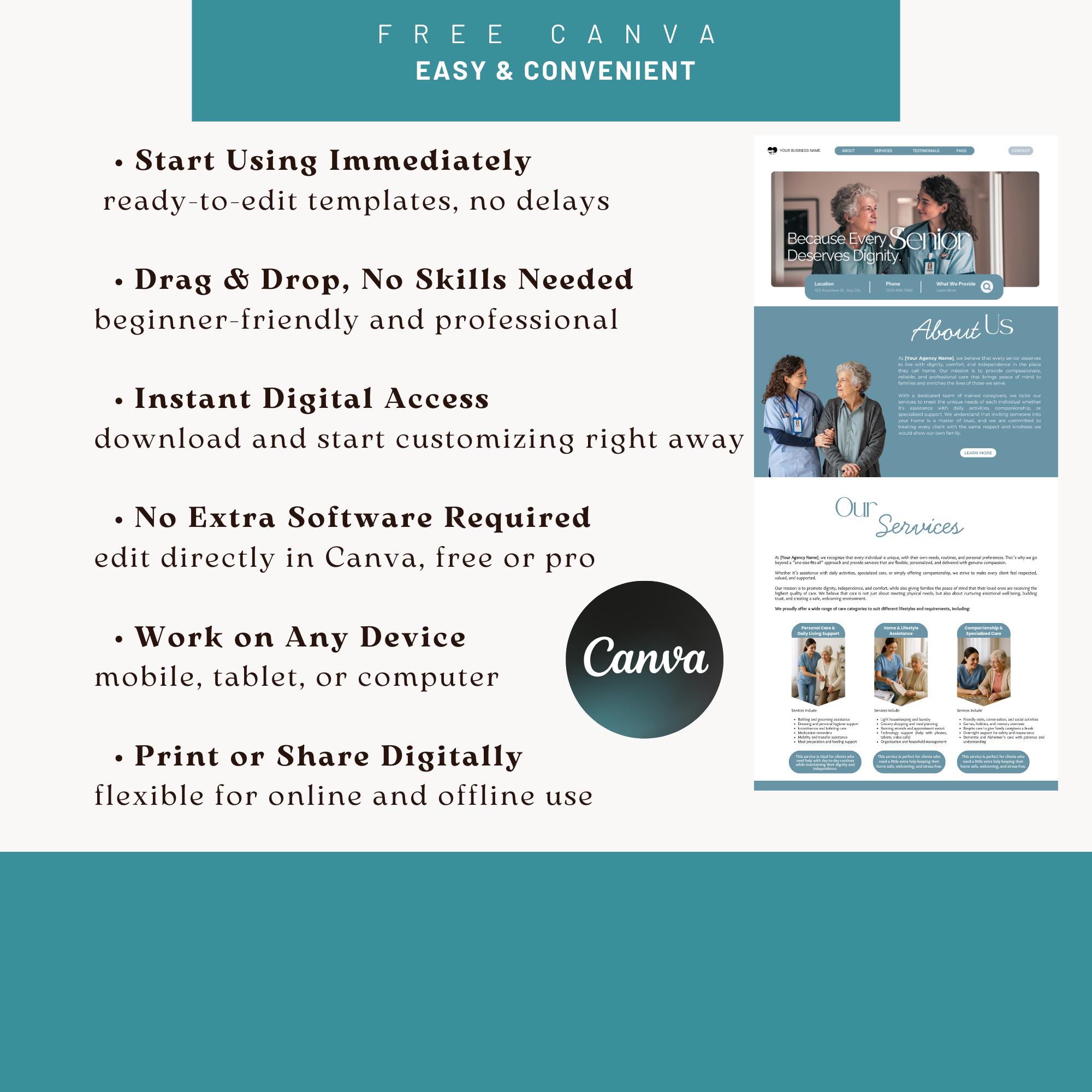 Caregiving Website Template: Home Health Care Canva Design - Etsy