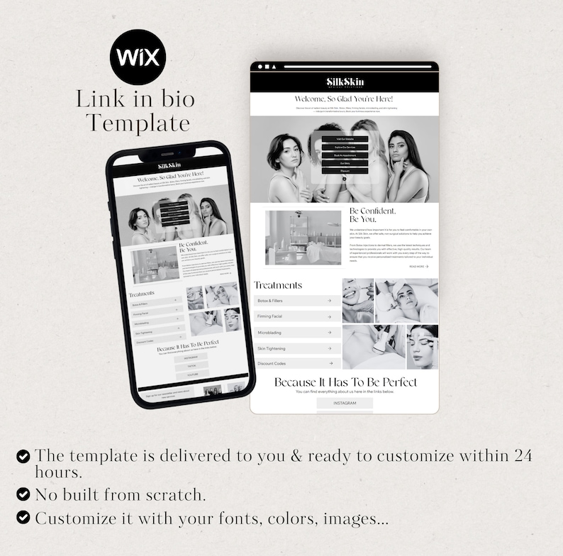 Wix Link in Bio Template: Modern Website for Salons & Clinics - Etsy