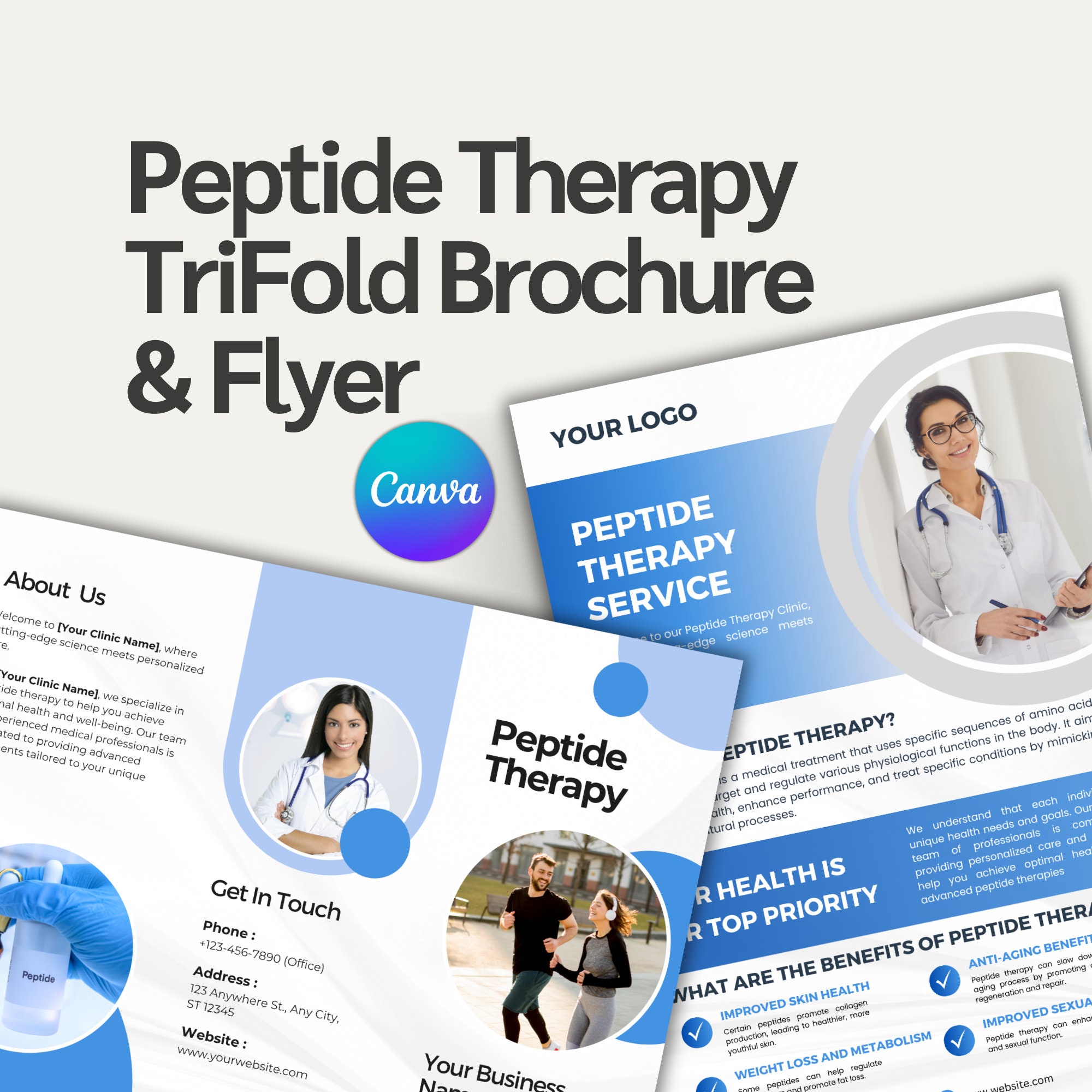 Peptide Therapy Tri Fold Brochure and Flyer Template for Medspa ...