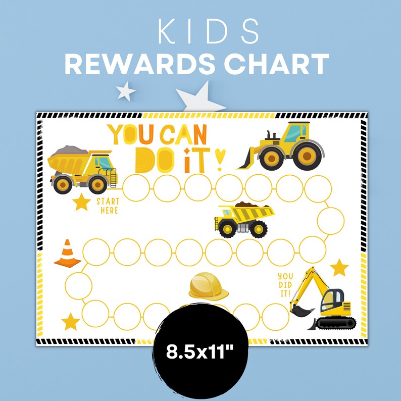 Construction Reward Chart | Construction Kids Behavior Chart | Sticker ...