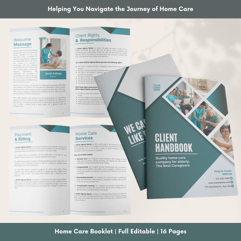 Home Care Client Handbook , Flyer and Trifold Brochure, Healthcare ...