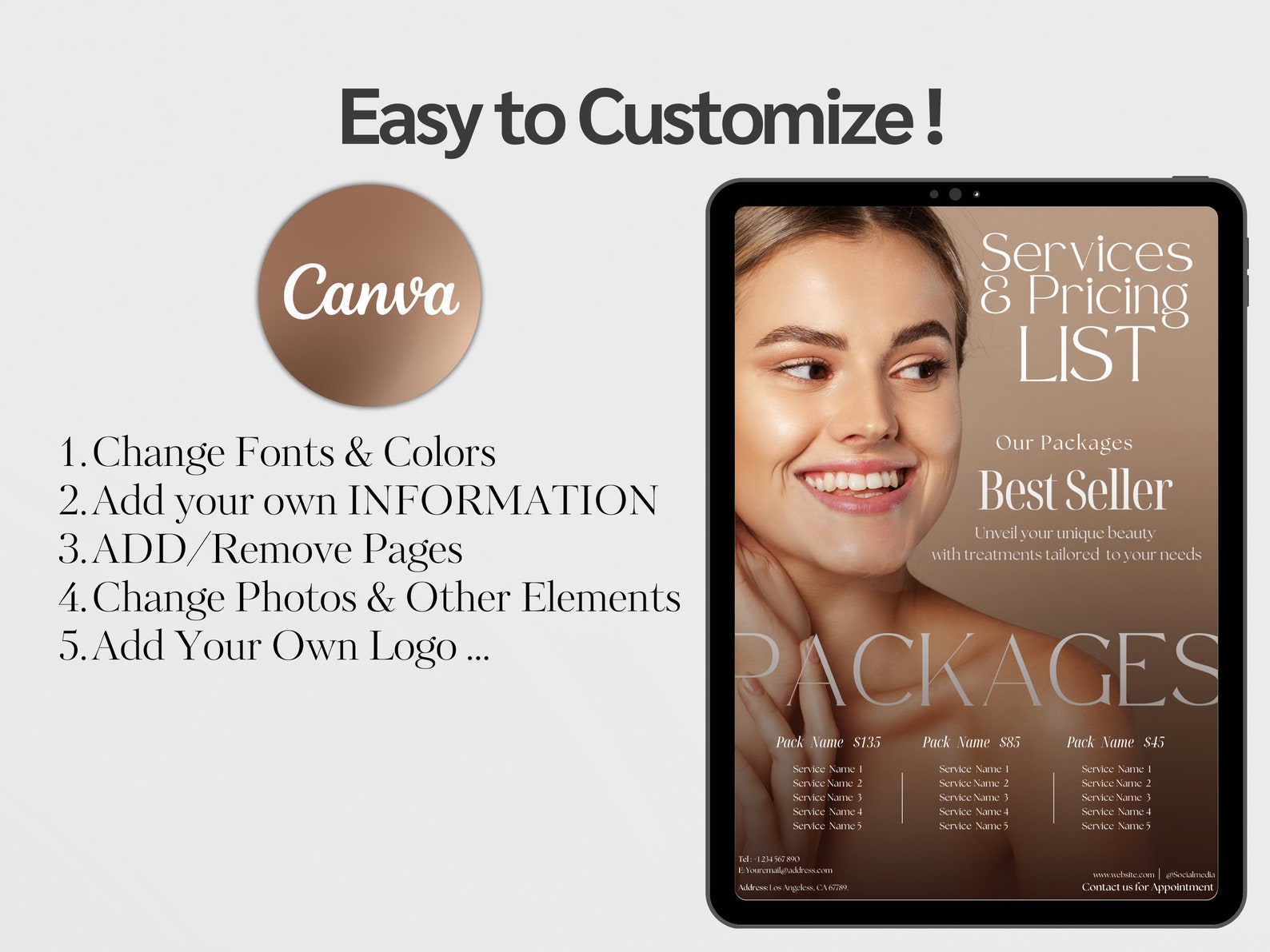 Beauty Salon Flyer Templates Design, Medical Spa Services & Pricing ...