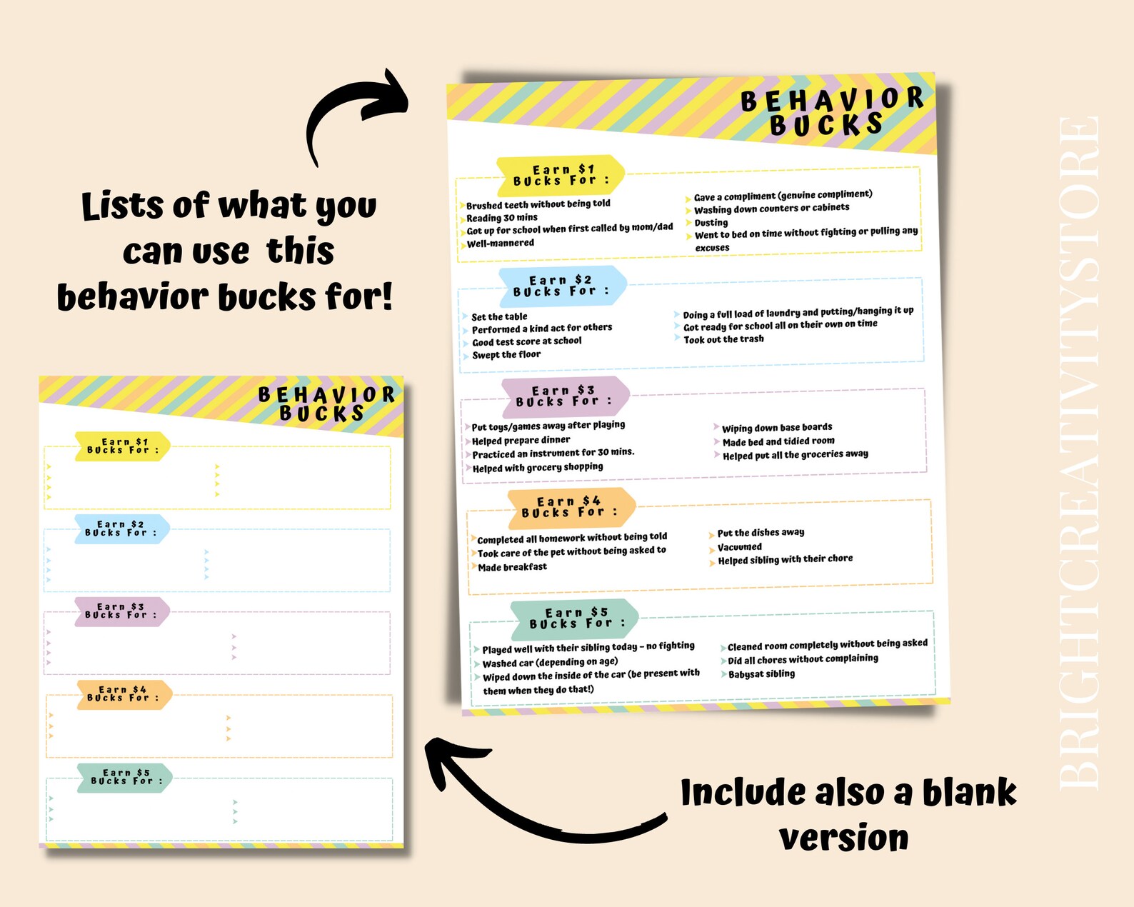 Behavior Bucks Printable, Mom Bucks, Kids Reward System Prints, DIGITAL ...