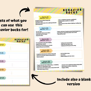 Behavior Bucks Printable, Mom Bucks, Kids Reward System Prints, DIGITAL ...