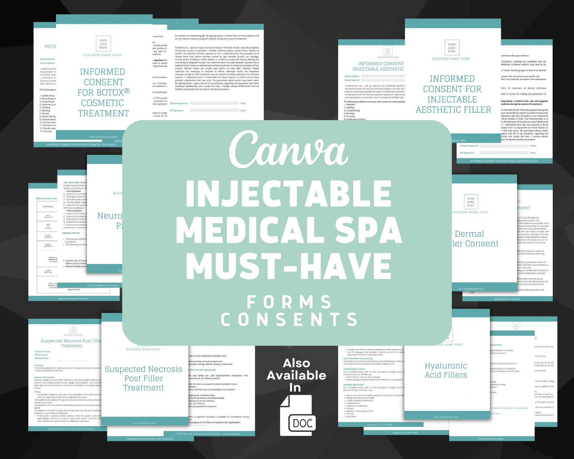 Injectables Forms Bundle Canva Templates, Botox, Botulinum Toxin ...