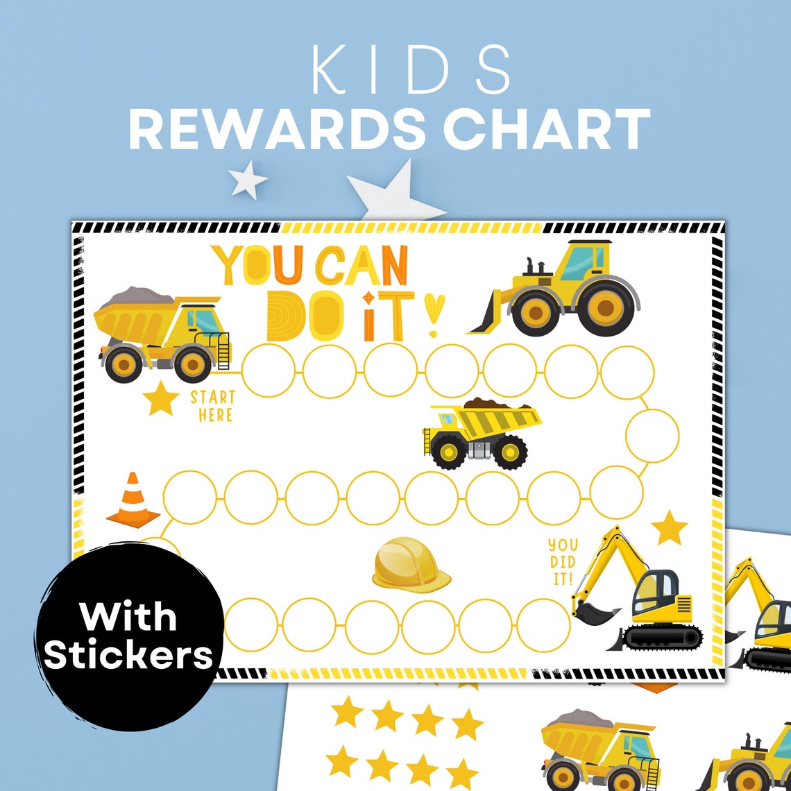Construction Reward Chart Construction Kids Behavior Chart - Etsy