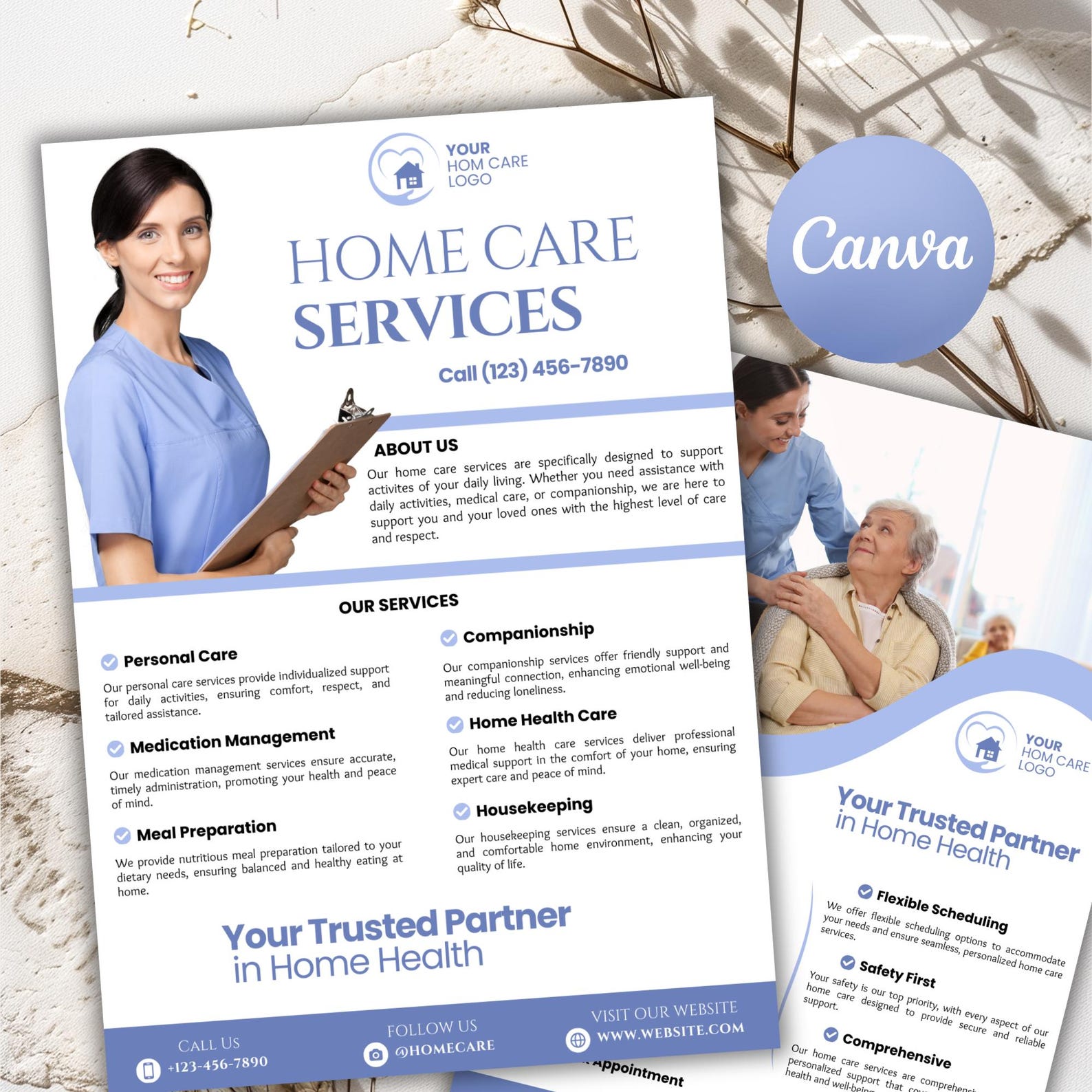 Home Care Flyer Brochure, Healthcare Brochure, Home Healthcare Brochure ...