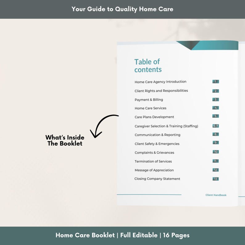 Home Care Client Handbook: Agency Service User Guide (canva Templates ...