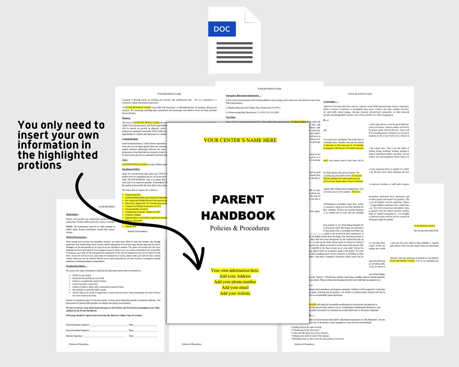 Daycare Parent Handbook: Policies and Procedures (WORD Document) - Etsy