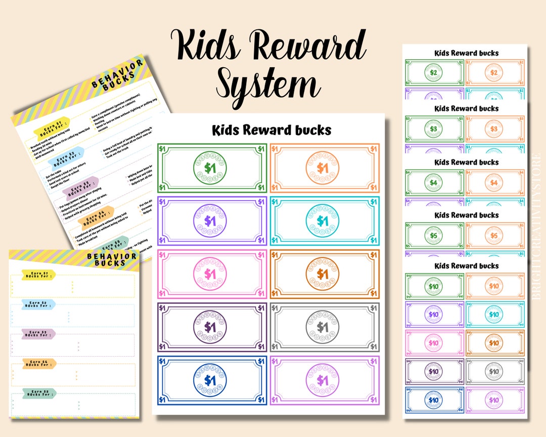 Behavior Bucks Printable, Mom Bucks, Kids Reward System Prints, DIGITAL ...