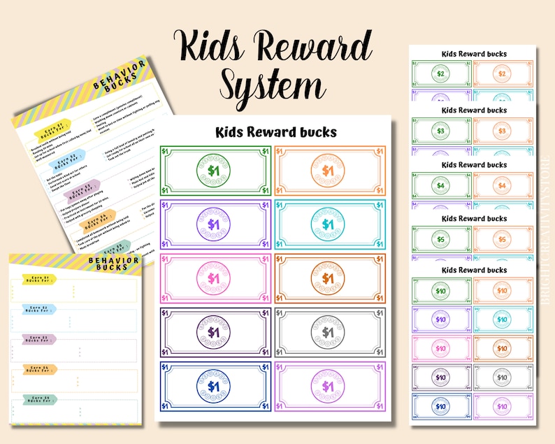 Behavior Bucks Printable, Mom Bucks, Kids Reward System Prints, DIGITAL ...