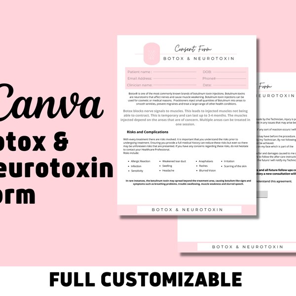 Botox Treatment Form - Etsy