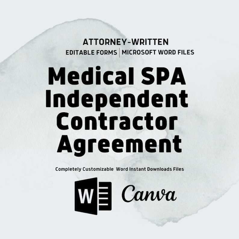 Medical Spa Independent Contractor Agreement Template (digital Download ...