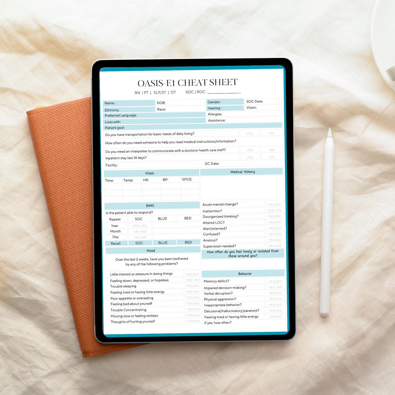 OASIS-E1 Cheat Sheet Canva Template, Home Health Assessment PDF ...