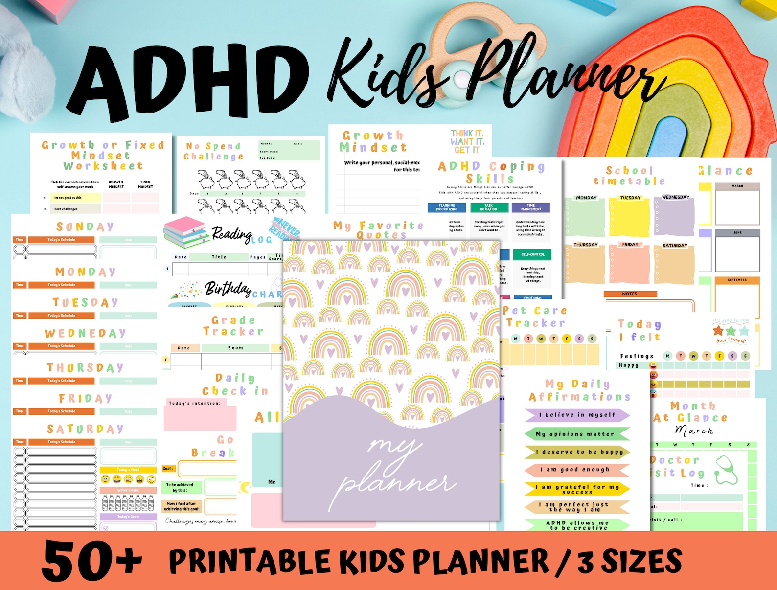ADHD Planner for Kids ADHD Coping Skills Printable - Etsy