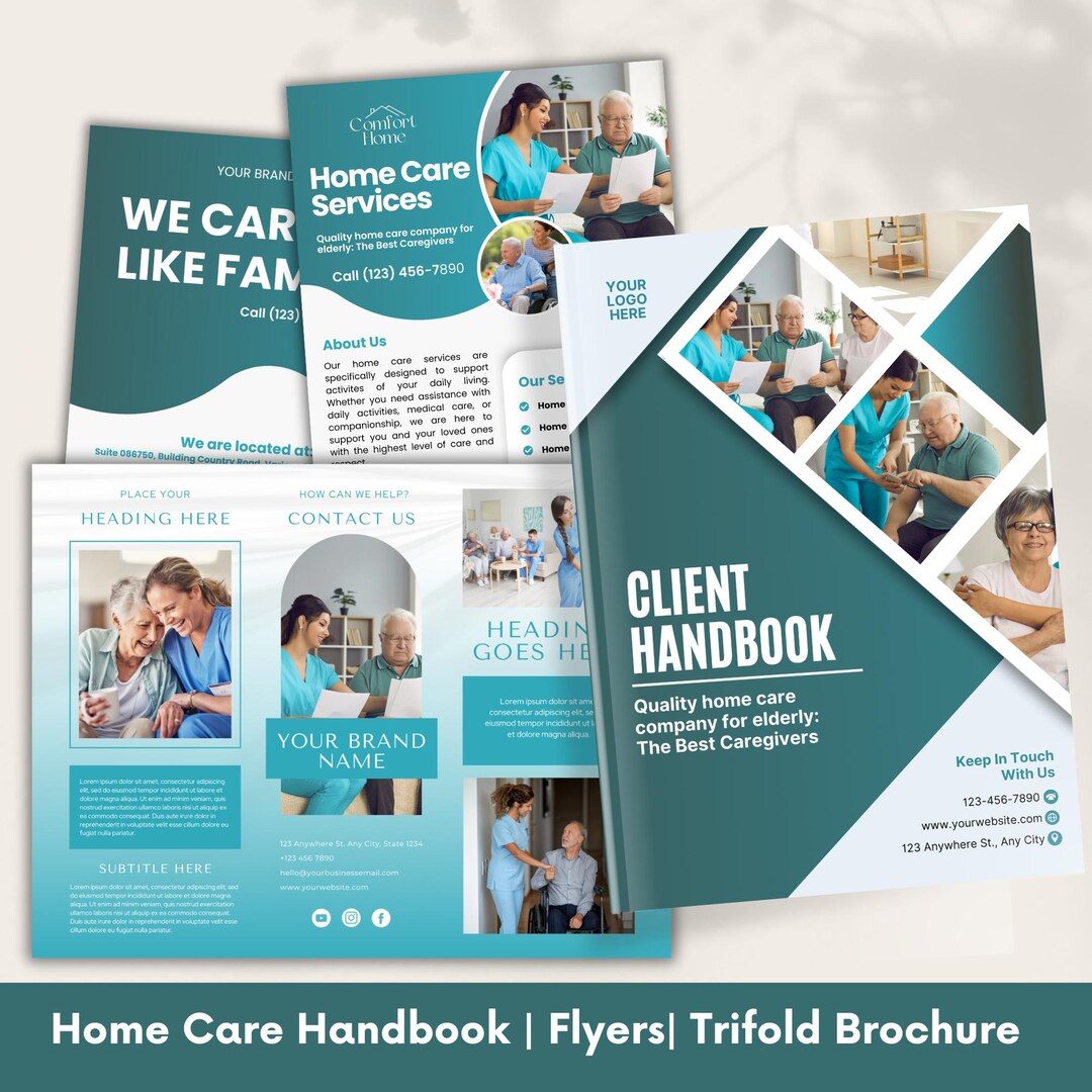 Home Care Client Handbook , Flyer and Trifold Brochure, Healthcare ...