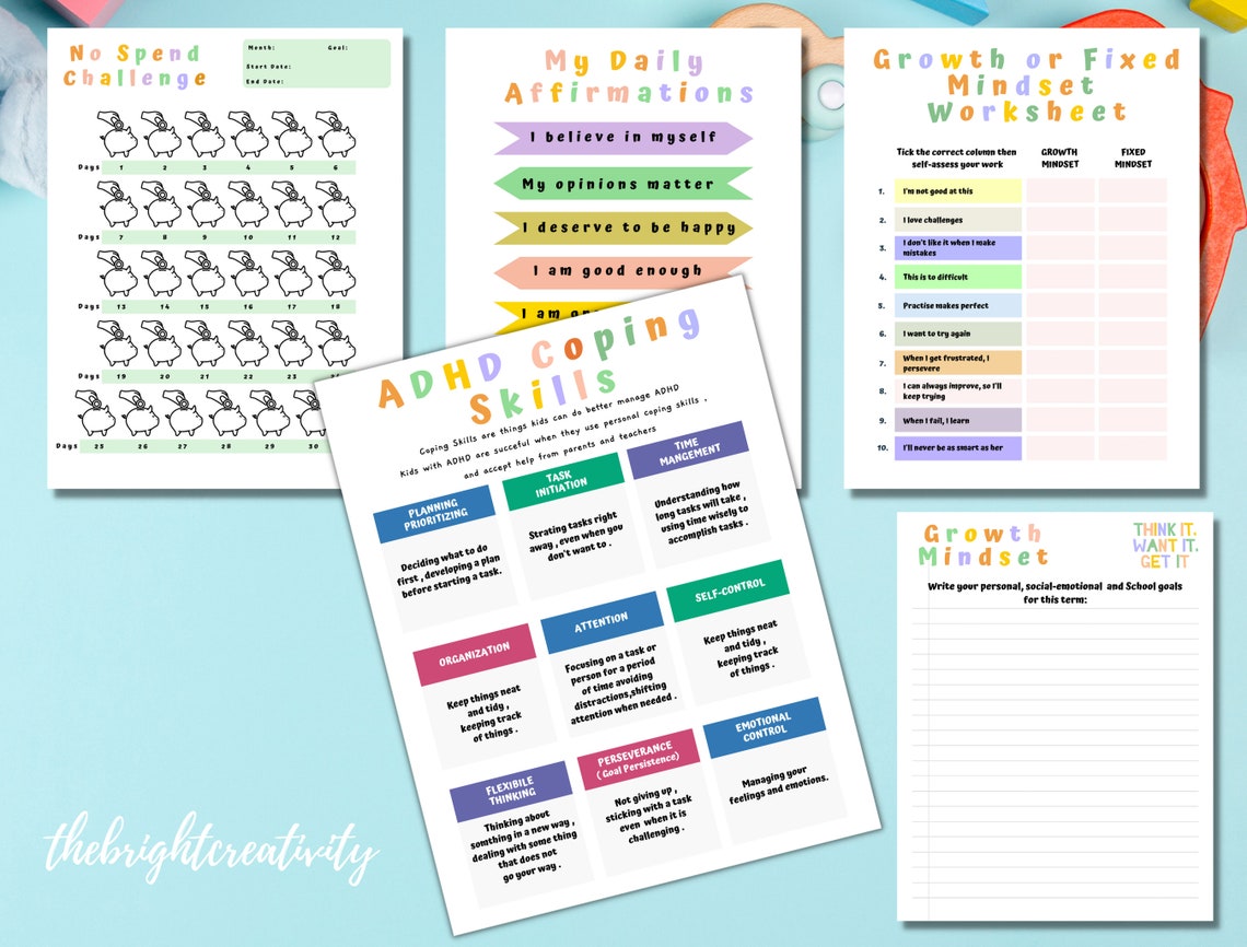 ADHD Planner for Kids ADHD Coping Skills Printable - Etsy