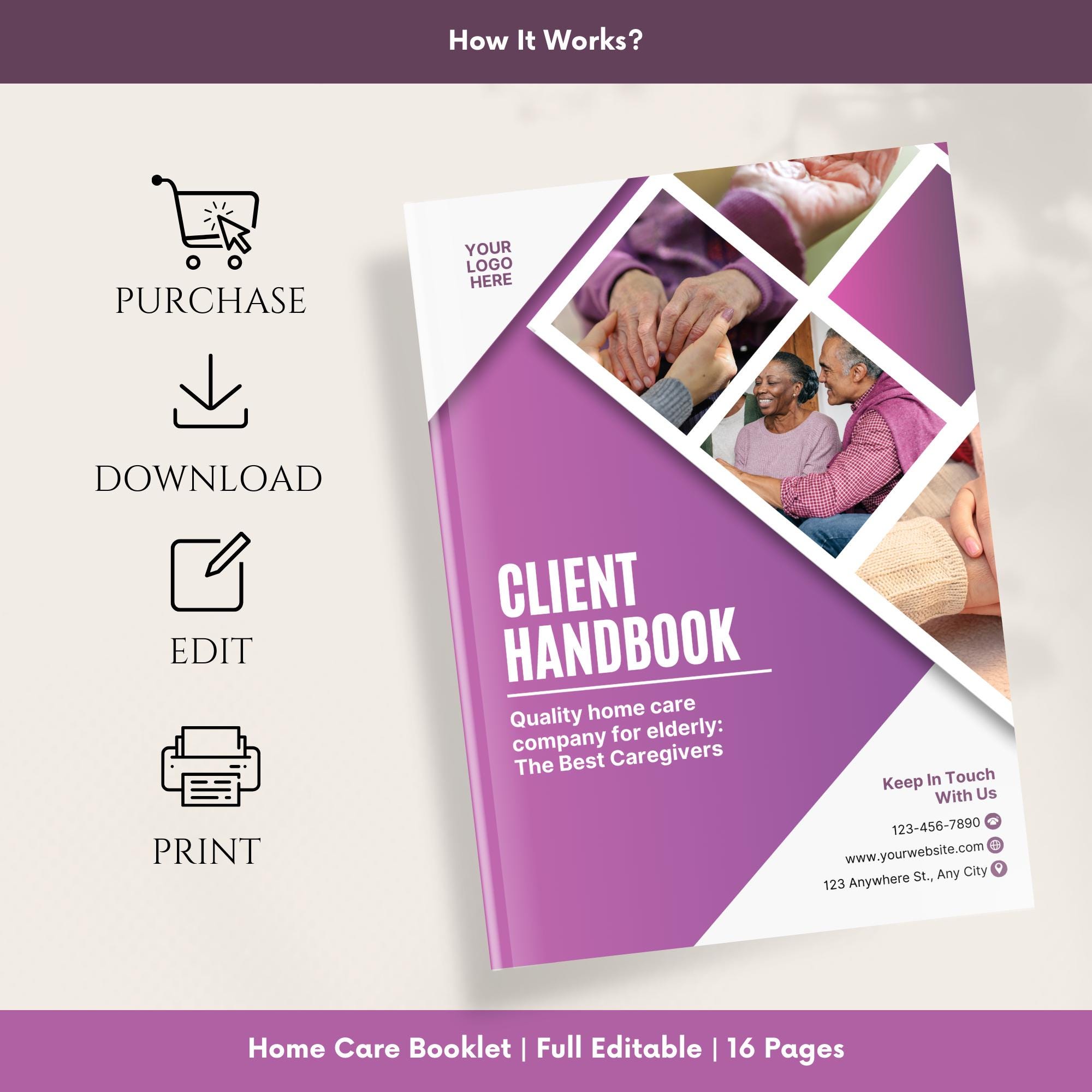 Home Care Client Handbook , Flyer and Trifold Brochure, Healthcare ...
